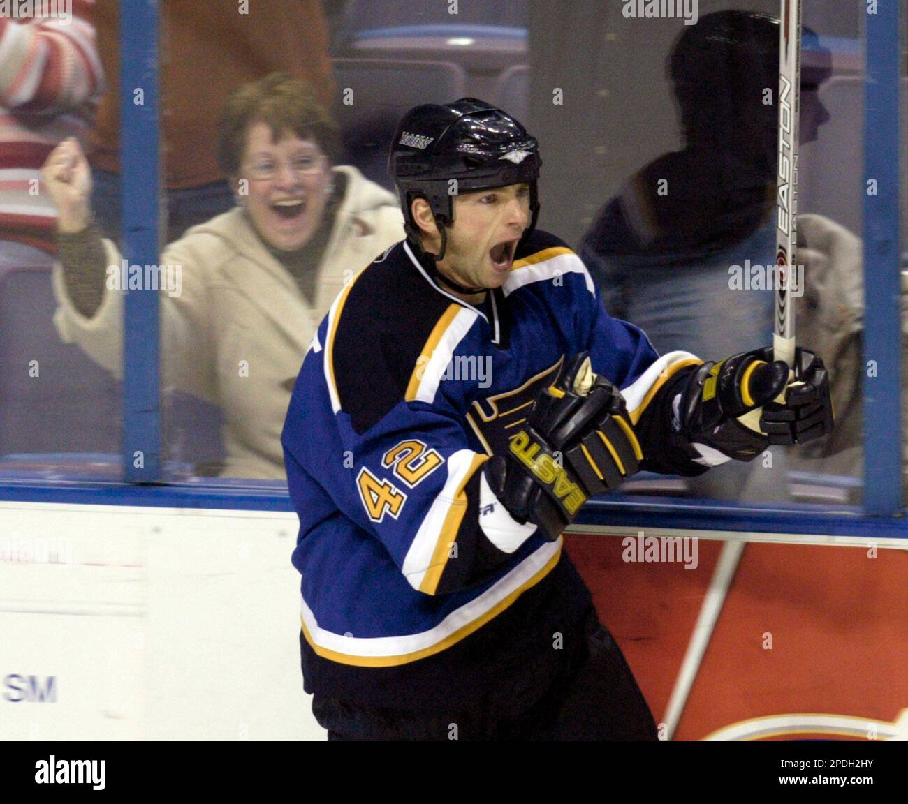 St. Louis Blues Mark Rycroft celebrates his short-handed goal in the ...