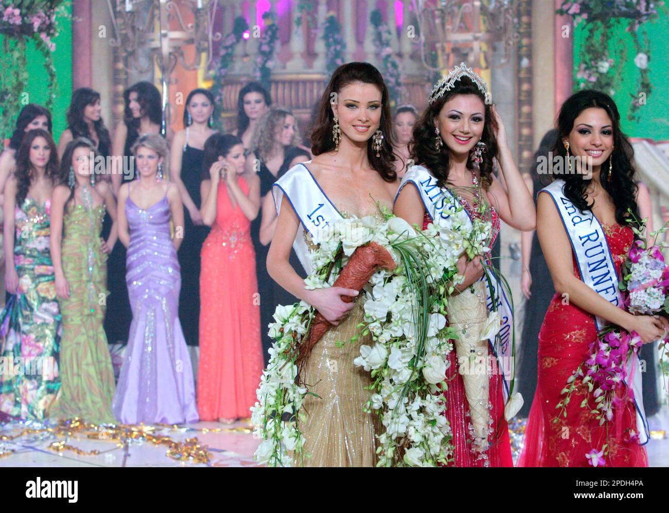 Gabrielle Bou Rached, foreground center, newly crowned Miss Lebanon ...
