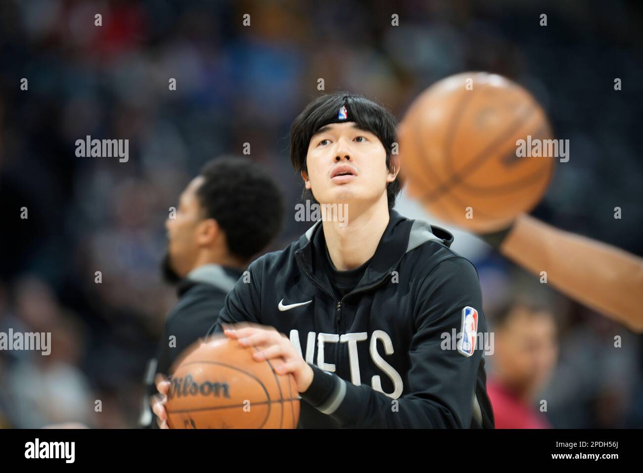 Brooklyn Nets forward Yuta Watanabe (18) in the first half of an NBA ...