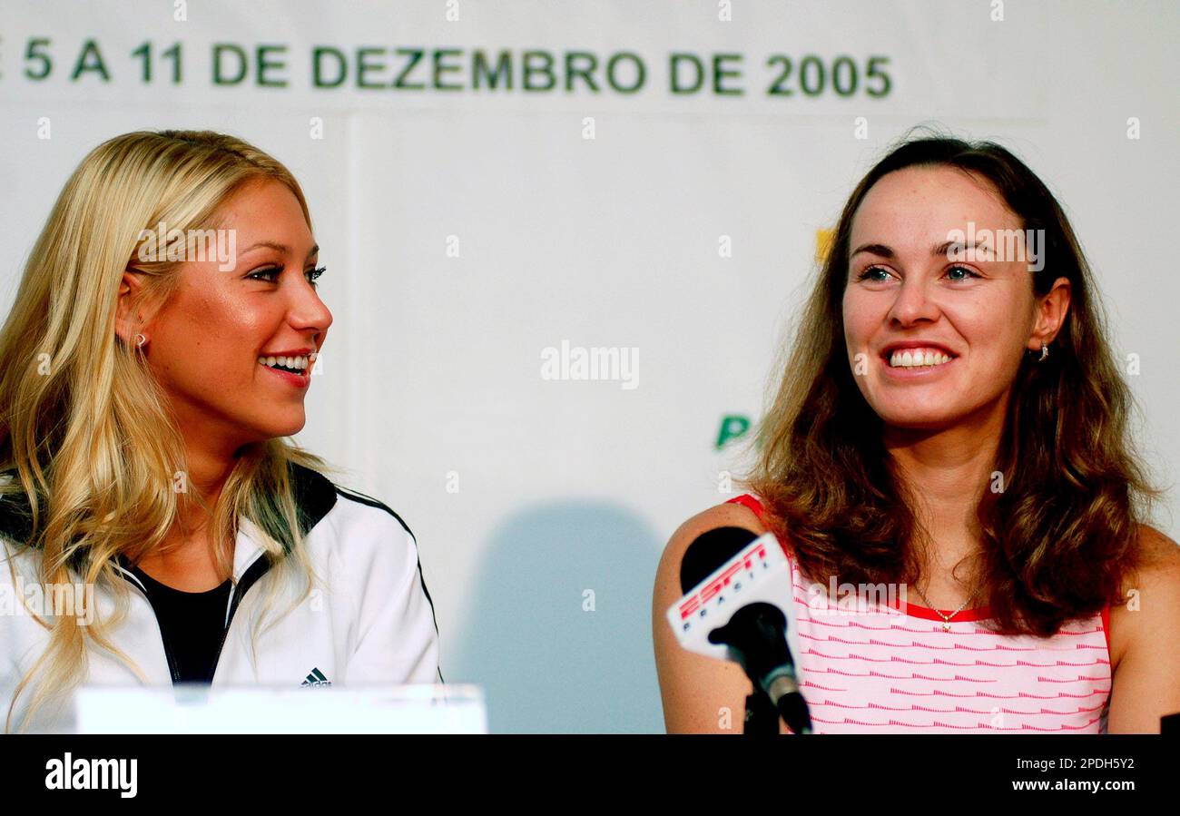 Tennis Players Martina Hingis Right From Switzerland And Russias