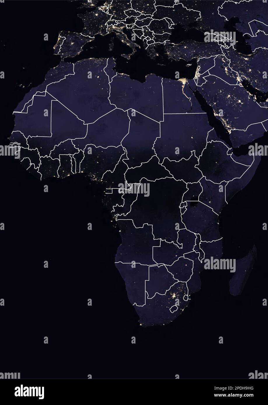 Africa at night, satellite image Stock Photo - Alamy