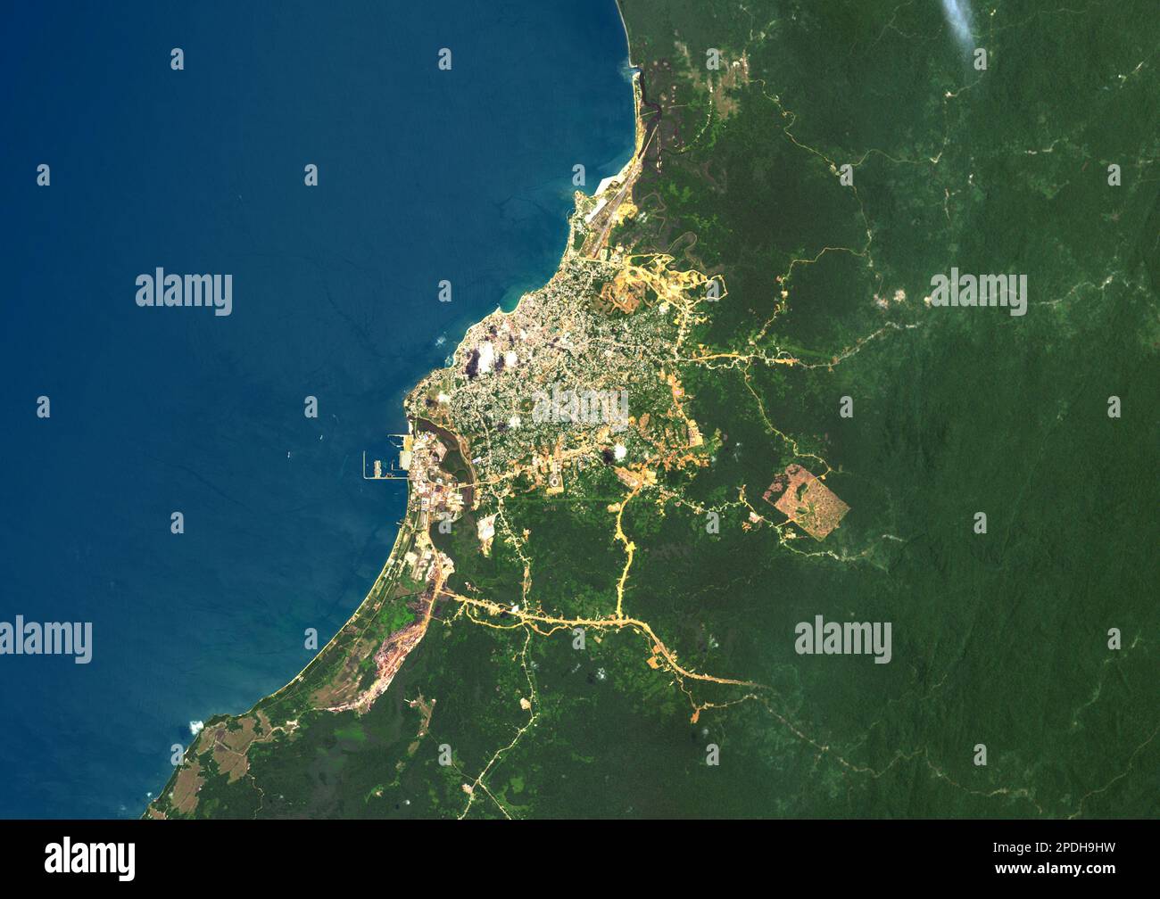 Bata, Equatorial Guinea, satellite image Stock Photo - Alamy