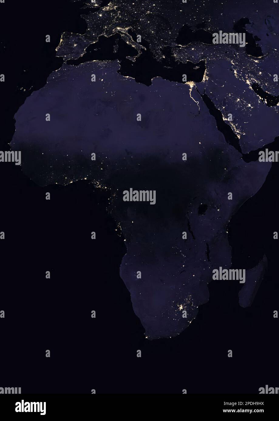 Africa at night, satellite image Stock Photo - Alamy