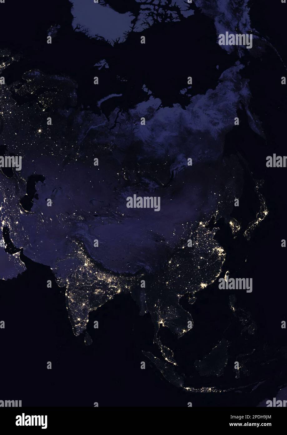 Asia at night, satellite image Stock Photo - Alamy