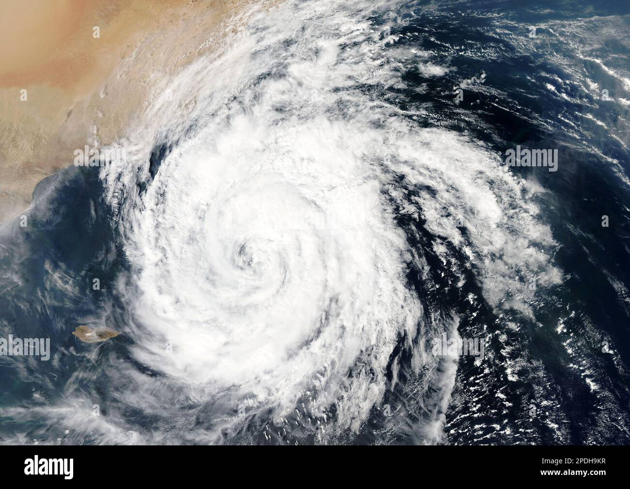 Tropical cyclone Luban in Arabian Peninsula, satellite image Stock ...