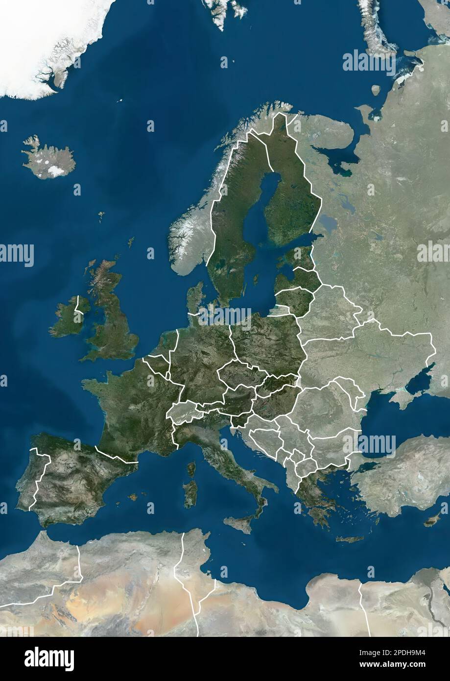 Member states of the European Union in 2004, satellite image Stock ...