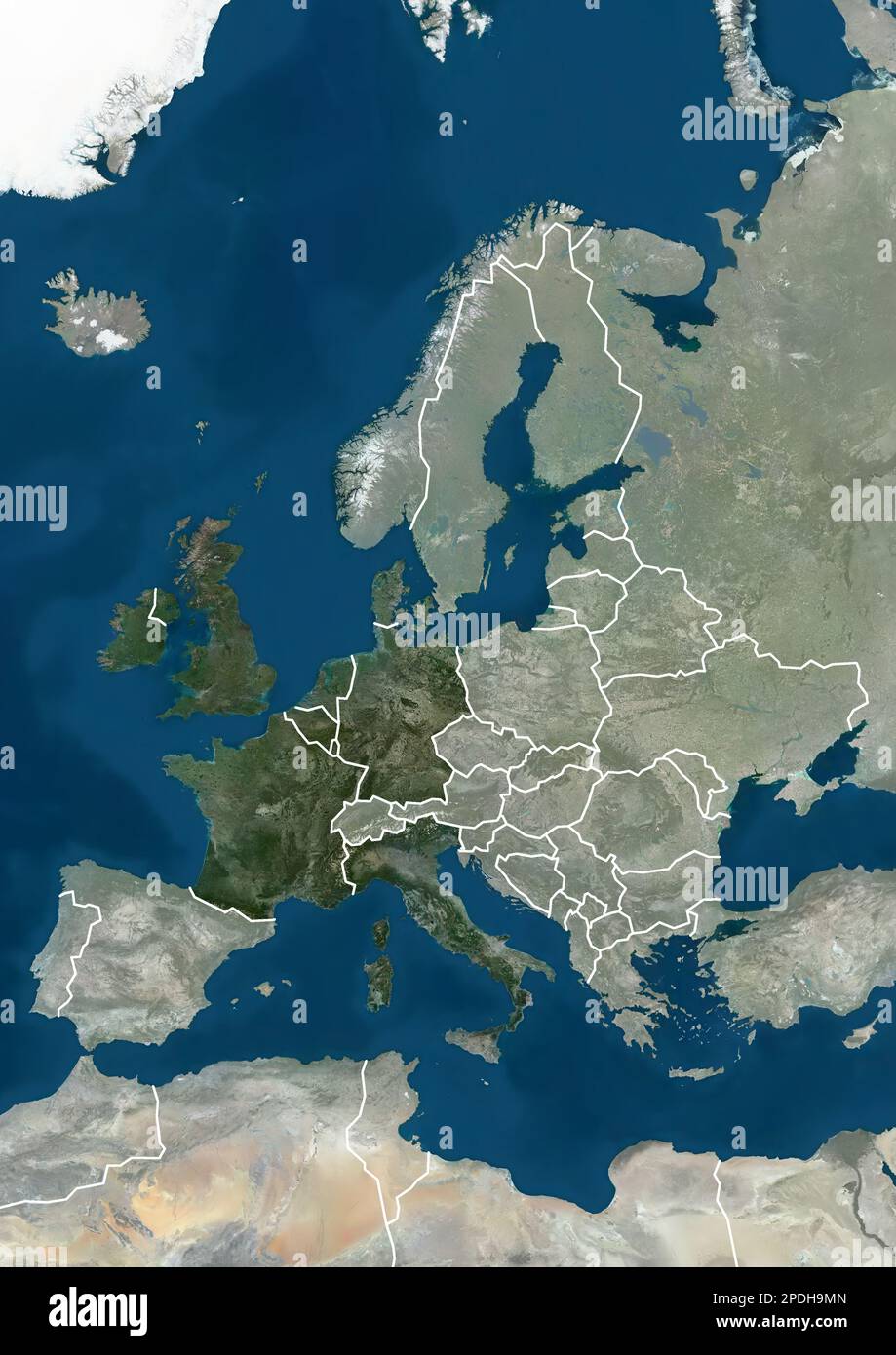 Member states of the European Union in 1973, satellite image Stock ...