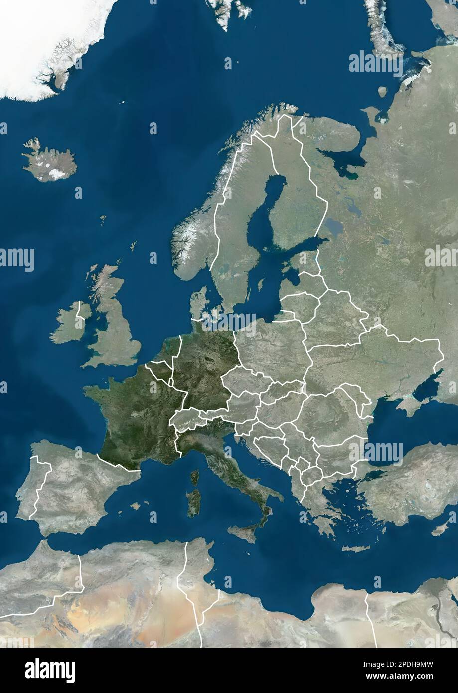 Member states of the European Union in 1957, satellite image Stock ...