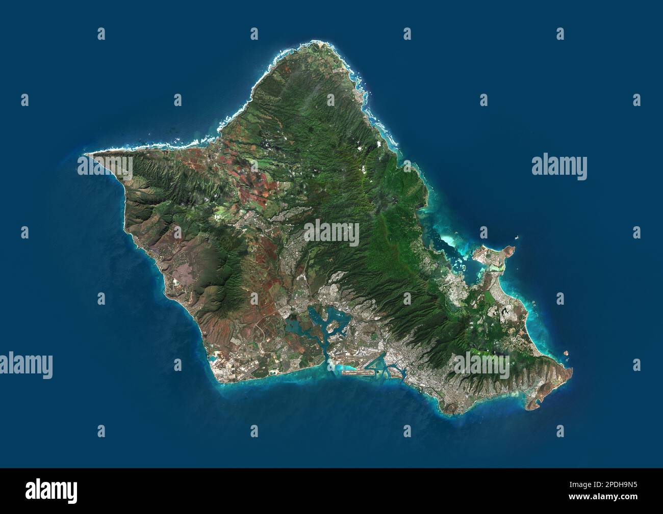 Oahu, Hawaii, USA, satellite image Stock Photo - Alamy