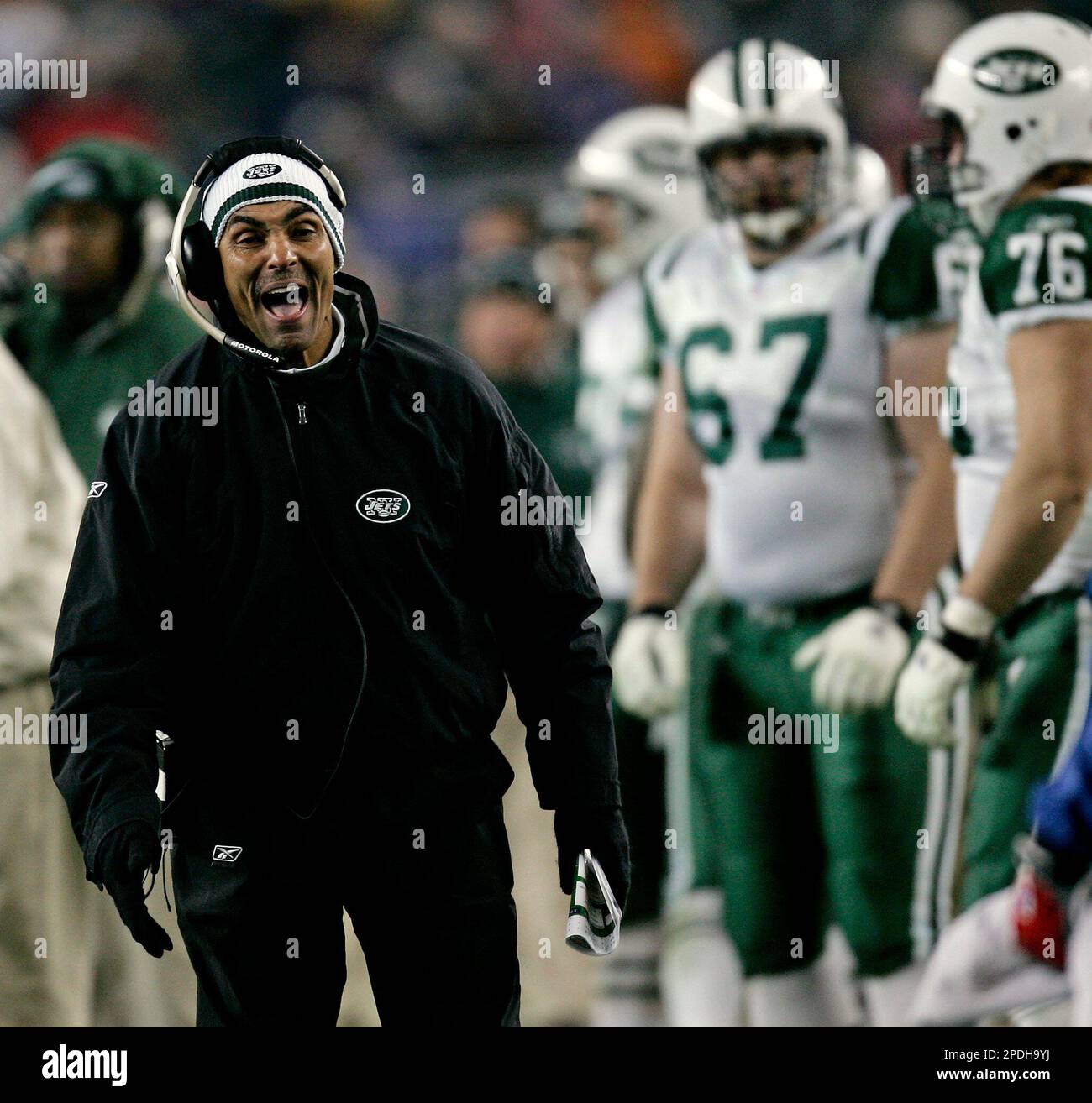 ** FILE ** New York Jets head coach Herm Edwards argues a call during ...
