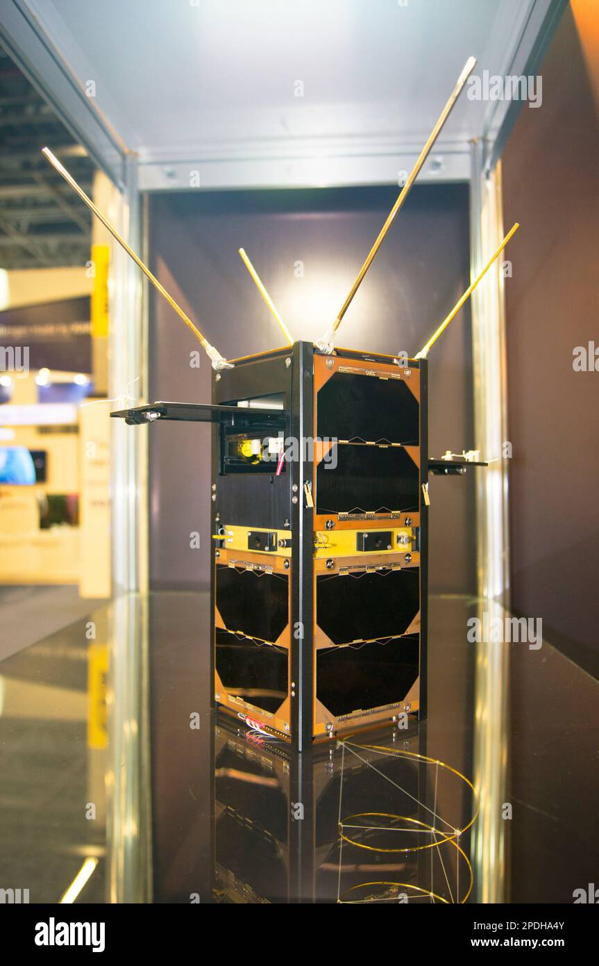 CubeSat satellite model at IAC Mexico Stock Photo - Alamy