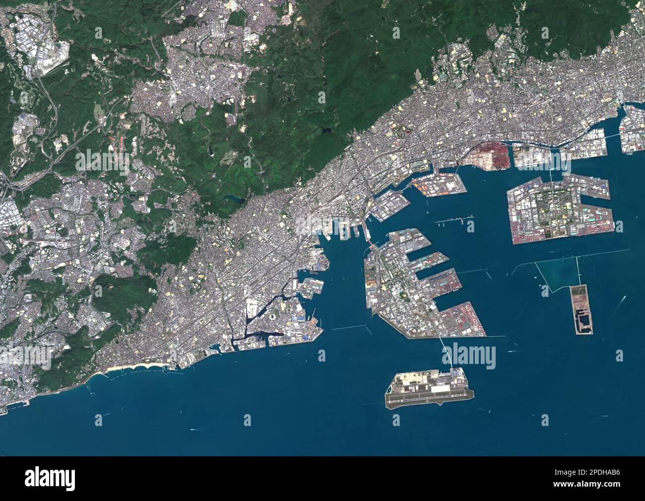 Kobe, Japan, satellite image Stock Photo - Alamy