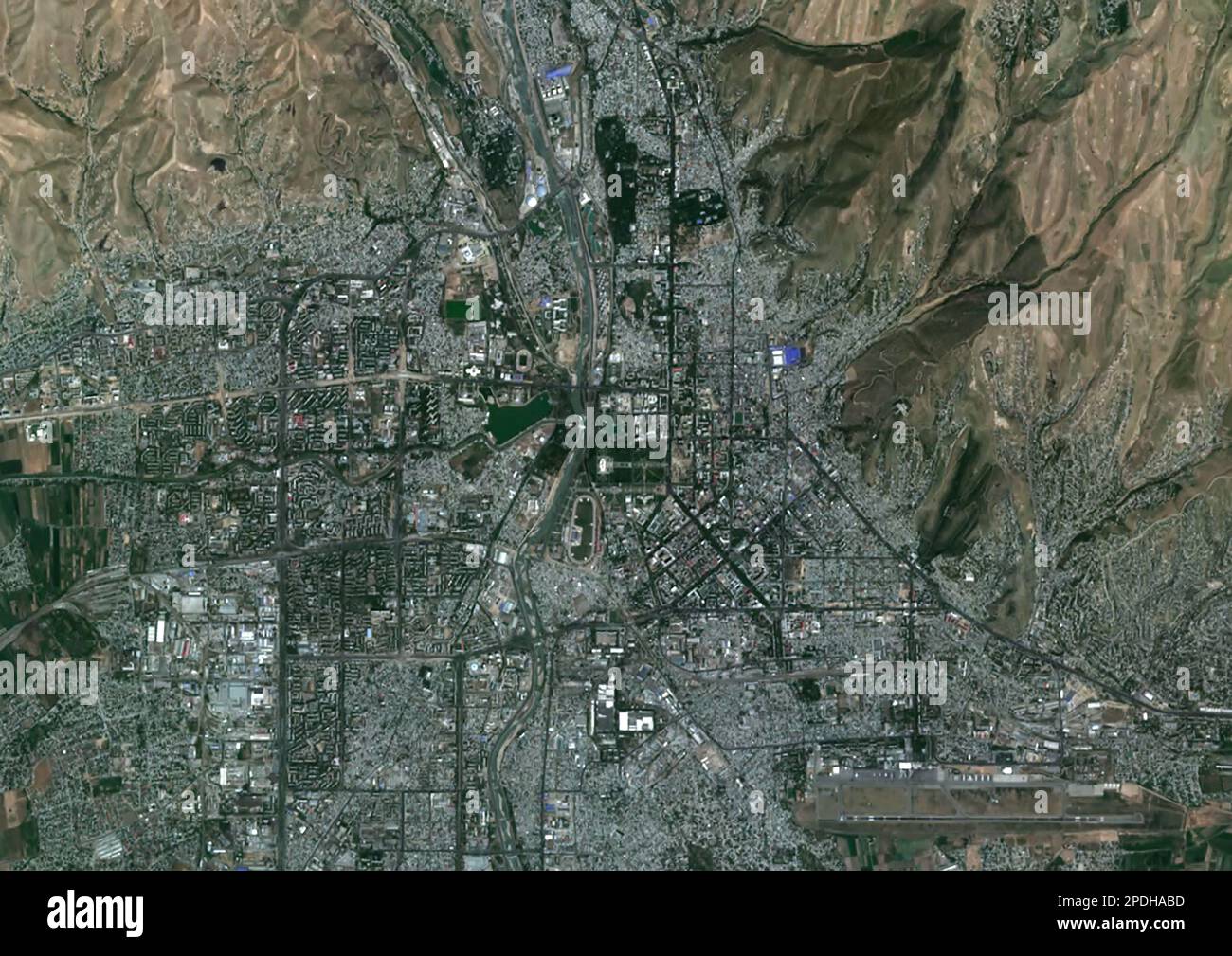 Dushanbe, Tajikistan, satellite image Stock Photo - Alamy