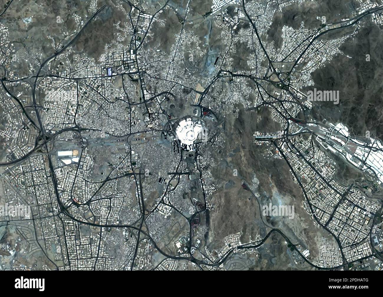 Mecca, Saudi Arabia, satellite image Stock Photo - Alamy
