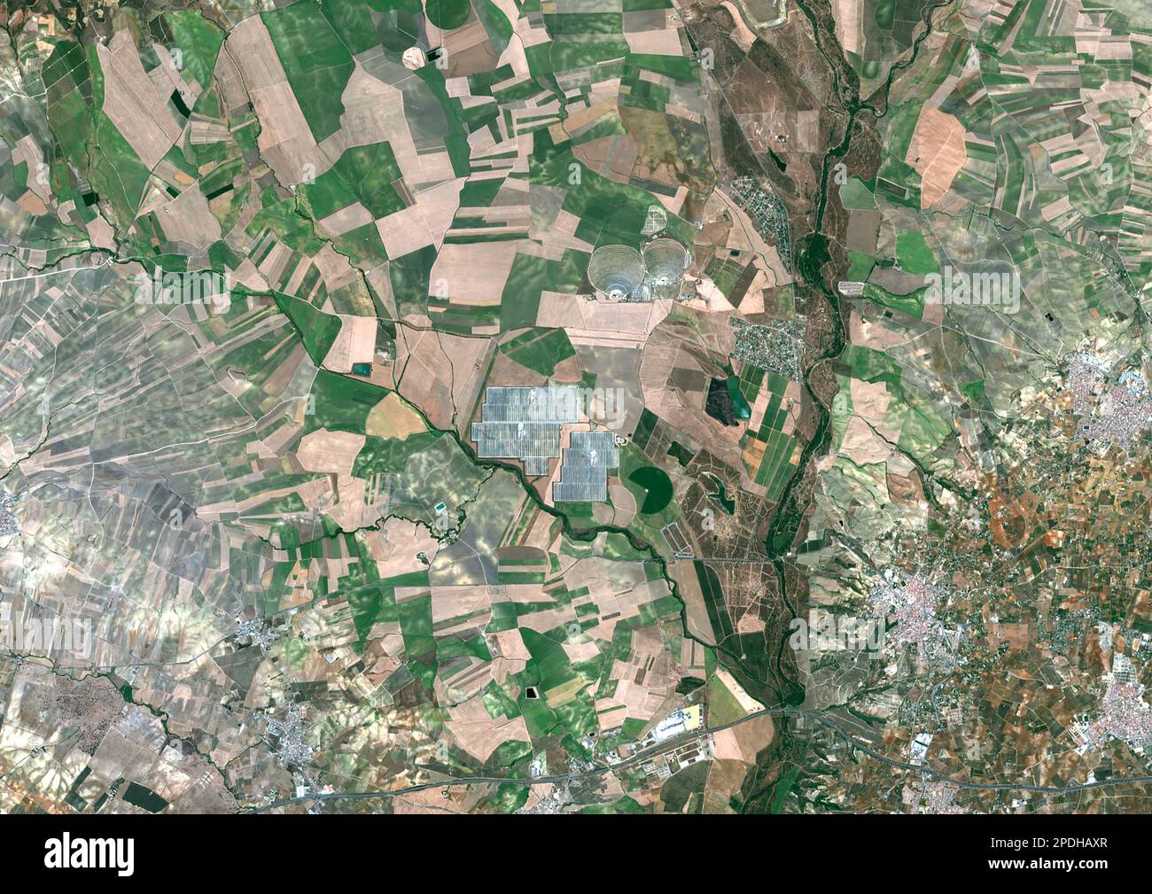 Solnova Solar Power Station, Spain, satellite image Stock Photo - Alamy