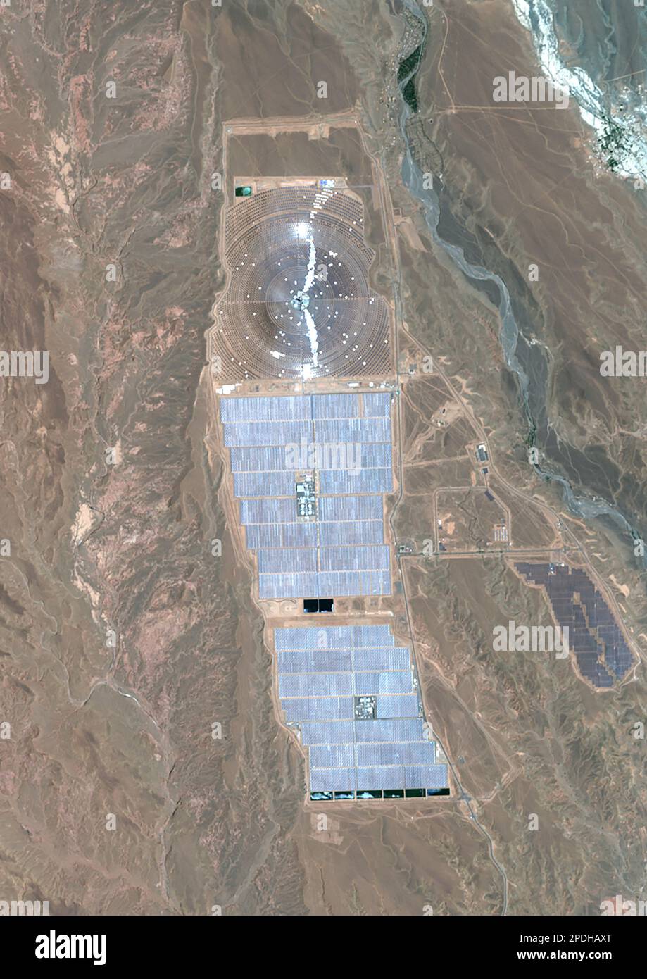 Noor Ouarzazate Solar Complex, Morocco, satellite image Stock Photo - Alamy