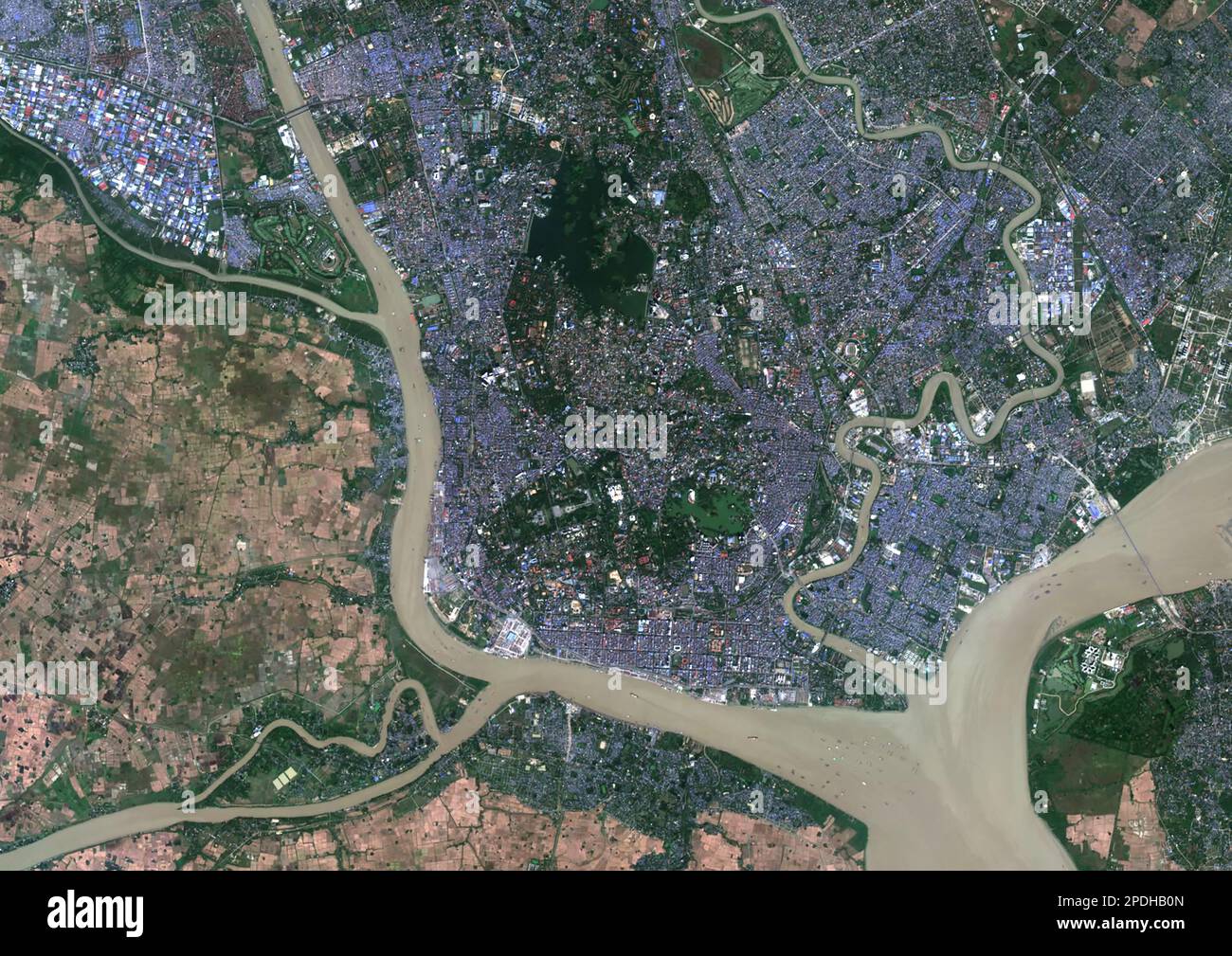 Yangon, Myanmar, satellite image Stock Photo - Alamy