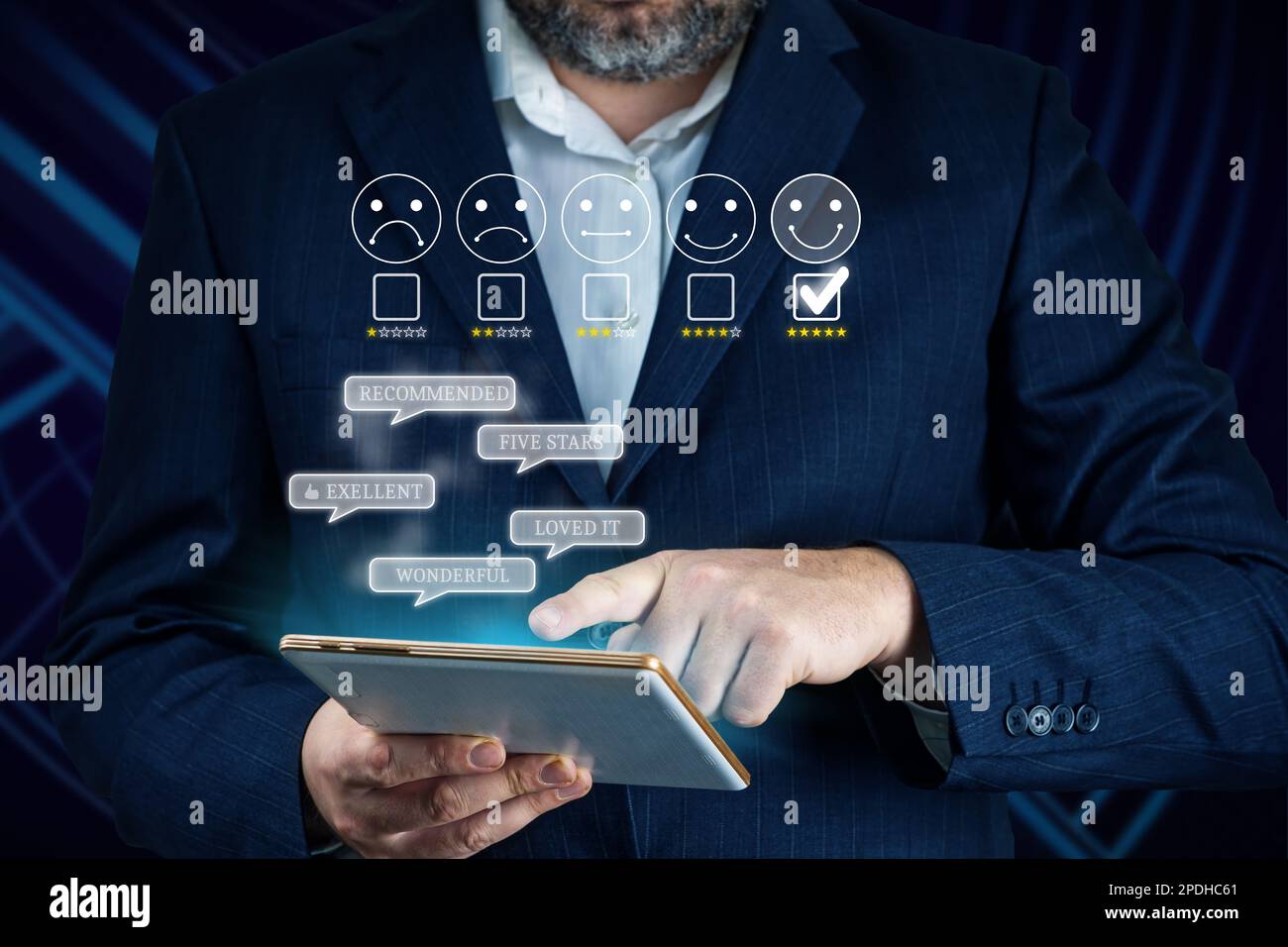 Testimonials. Customer review, rating concept using smart devices ...