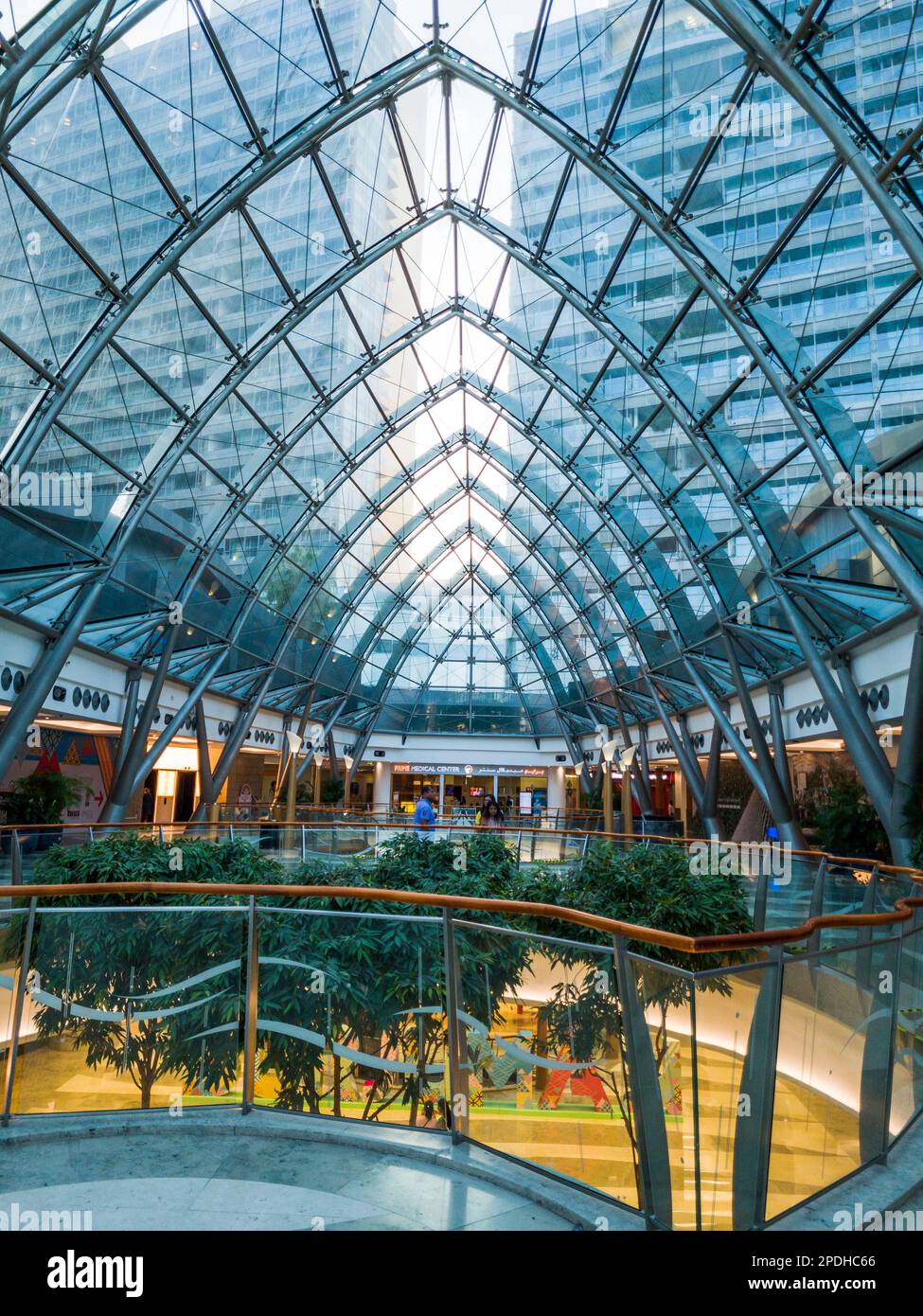 Dubai, UAE - 10.14.2022 - Shot of the modern glass ceiling in Burjman ...