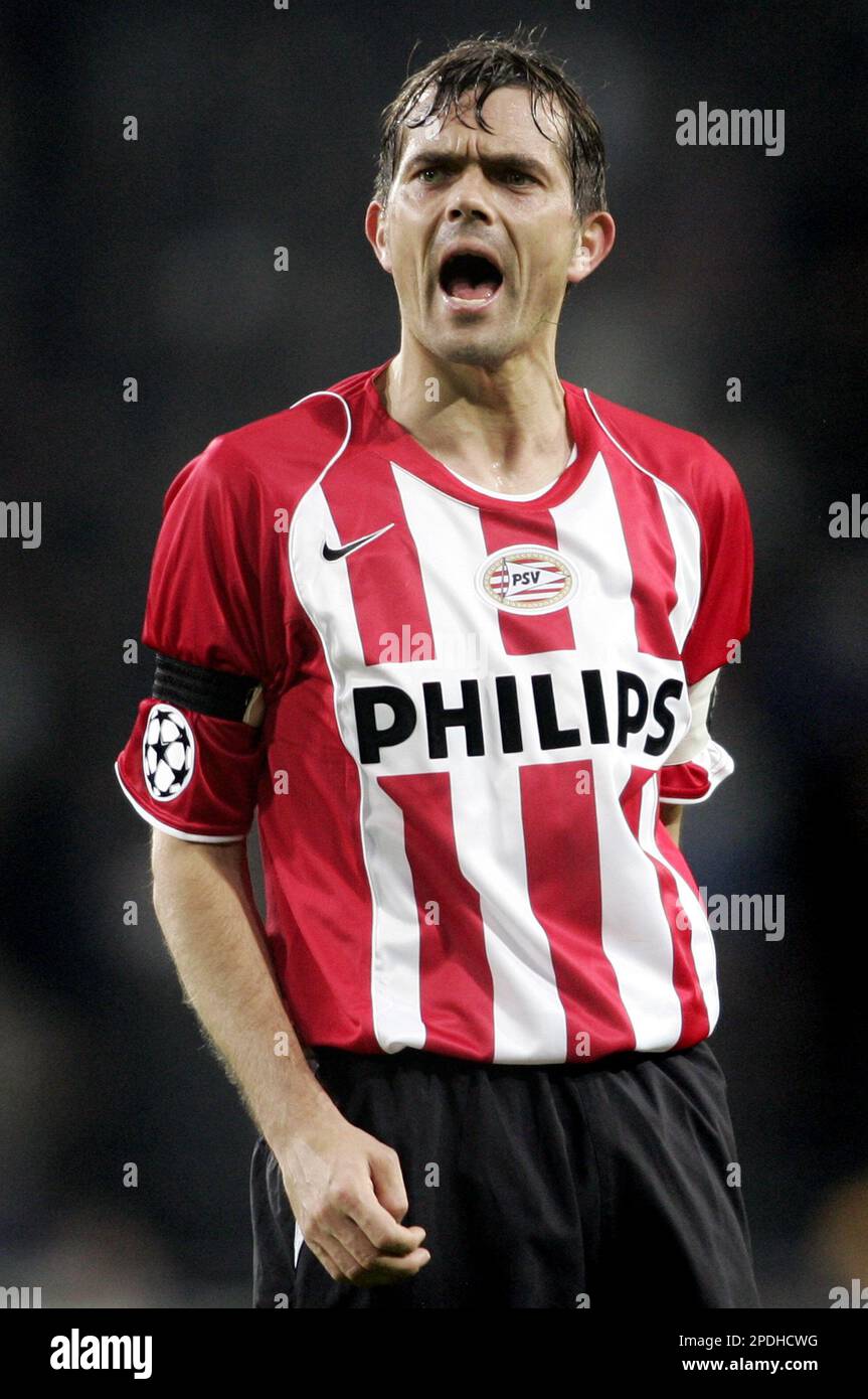 PSV's soccer player Phillip Cocu, reacts during UEFA Champions League ...