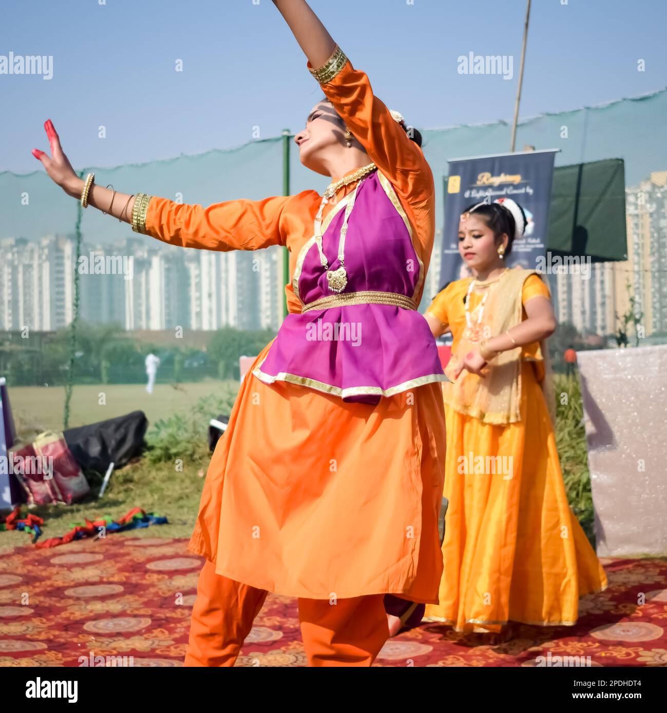 Delhi India December 11 2022 Bharathanatyam Indian Classical Odissi Dancers Performing At