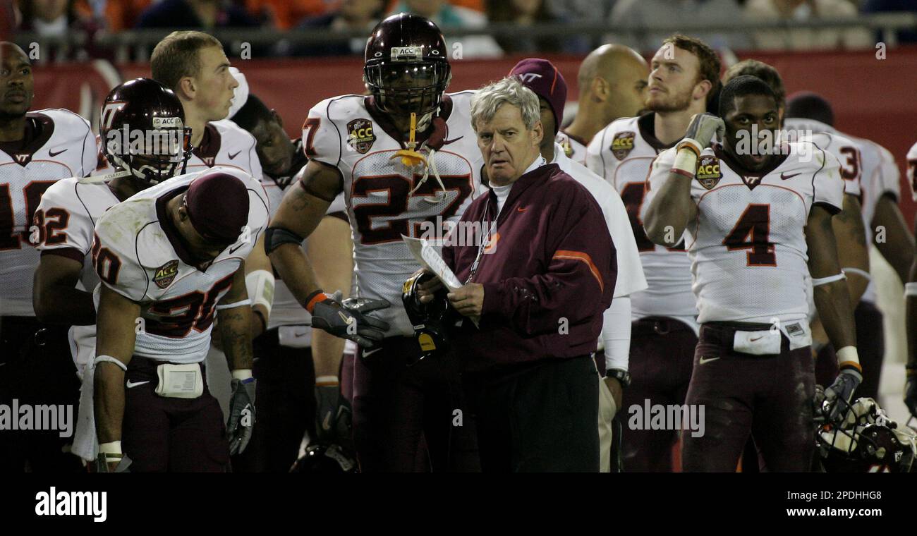 Virginia Tech coach Frank Beamer watches dejectedly from the sideline ...