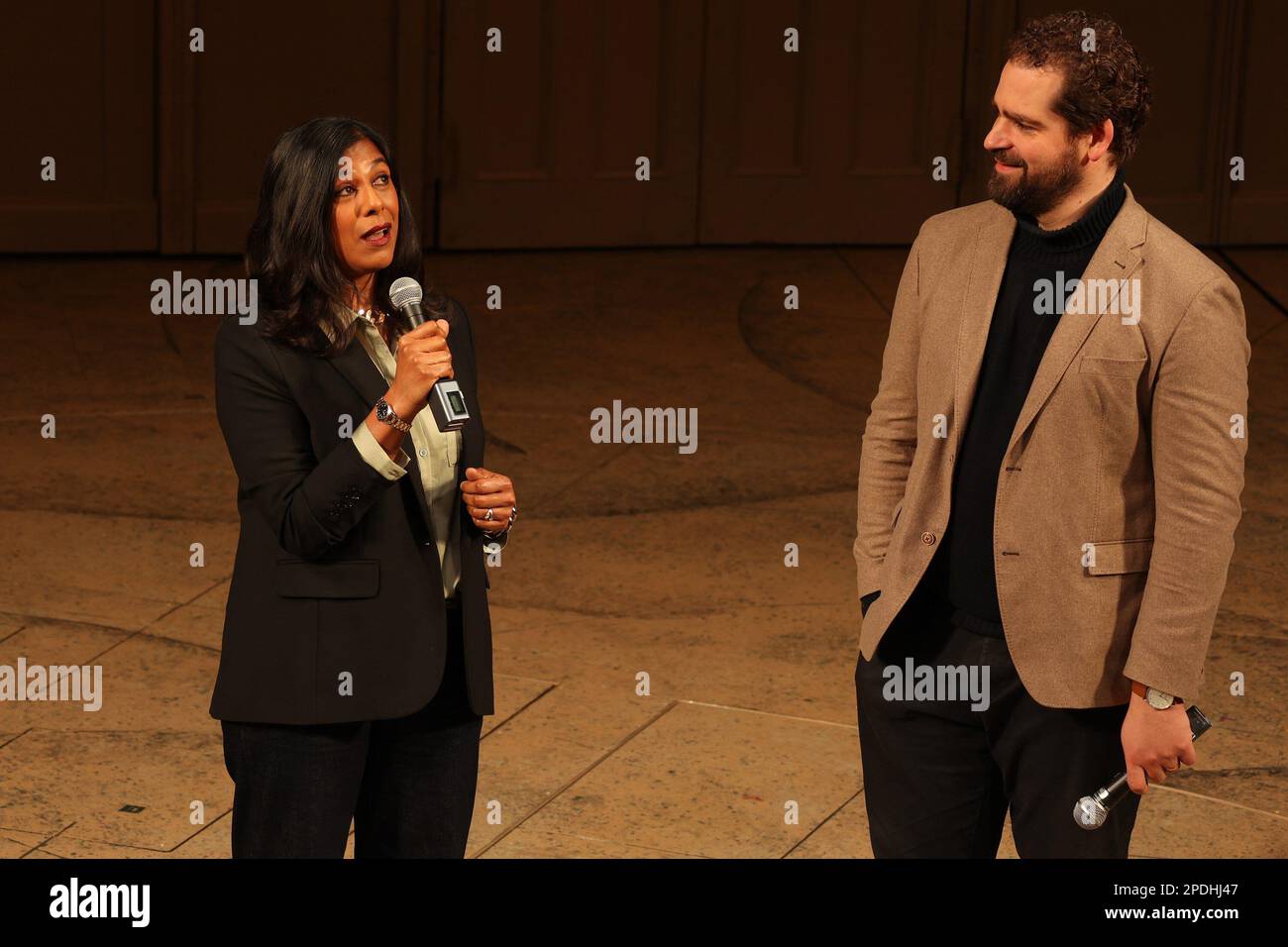 New York, NY, USA. 14th Mar, 2023. Lolita Chakrabarti, Max Webster ...