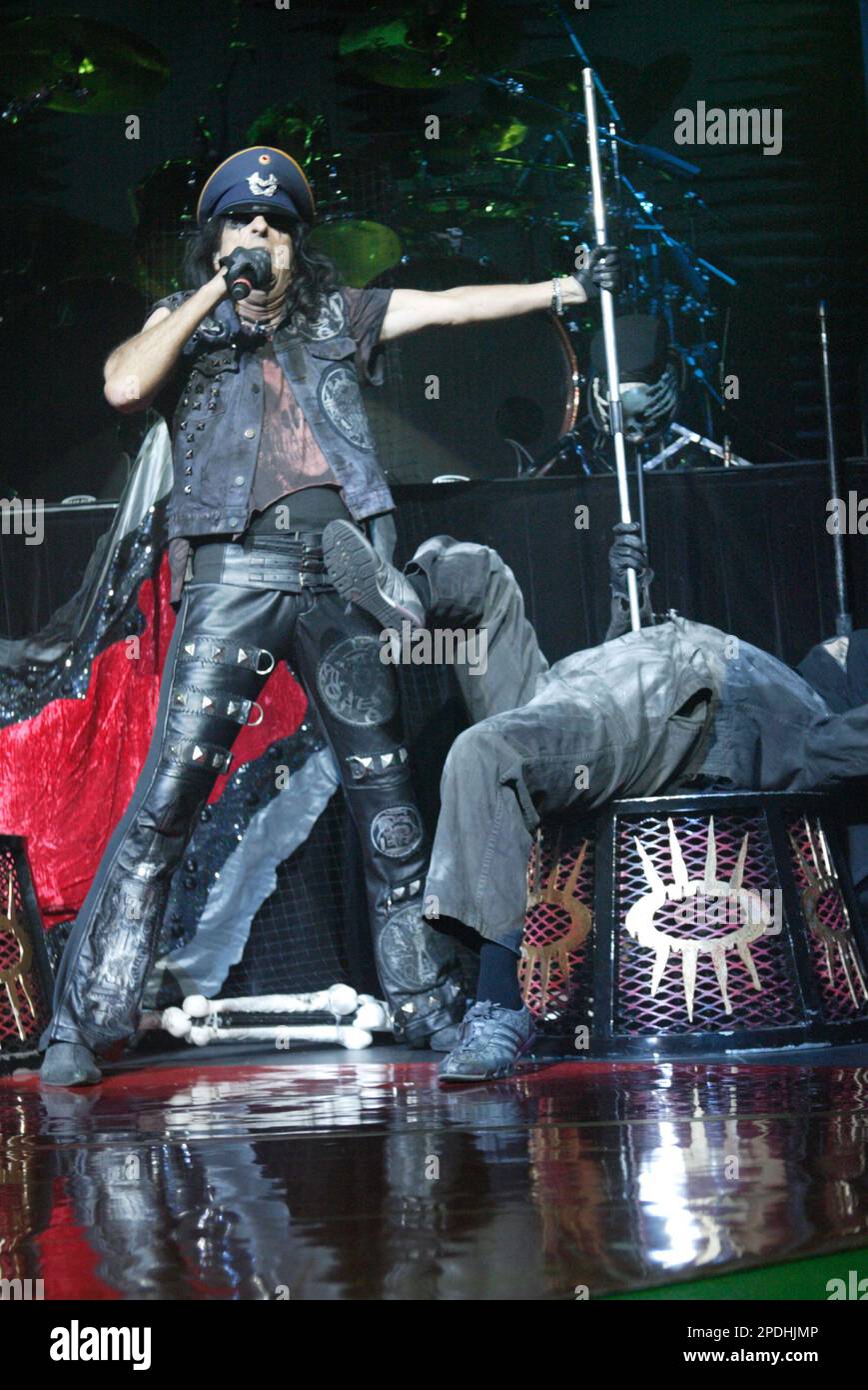 Alice Cooper performing live in concert on his 'Theatre Of Death' tour ...