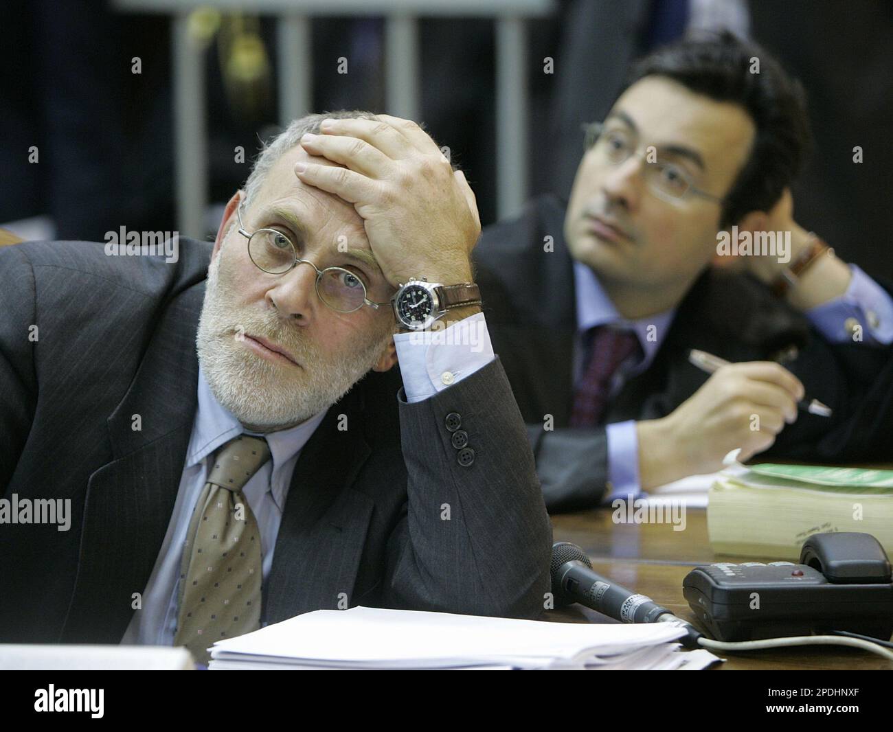 Prosecutors Francesco Greco and Carlo Nocerino, background, in the ...