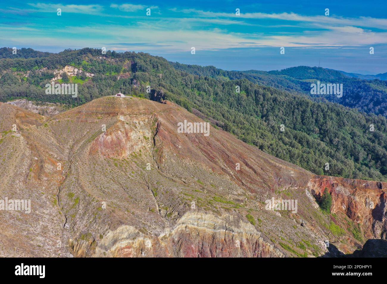 Panoramic bird's eye view of Mount Kelimutu volcano in Ende on Flores ...