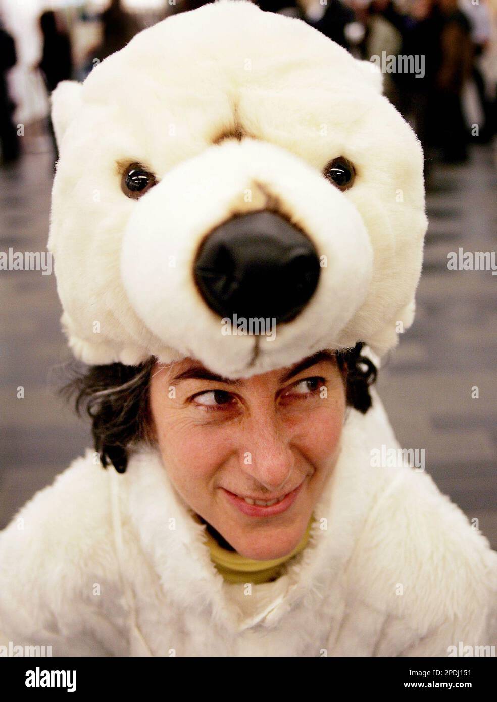 Environmental activist Julia Langer, of Toronto, sports a fake fur ...