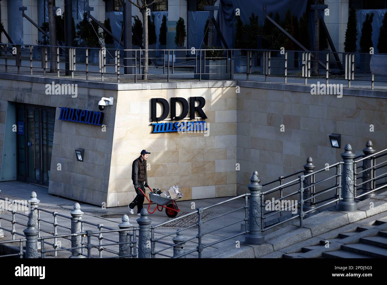 Berlin, Germany. 14th Mar, 2023. A construction worker drives a ...