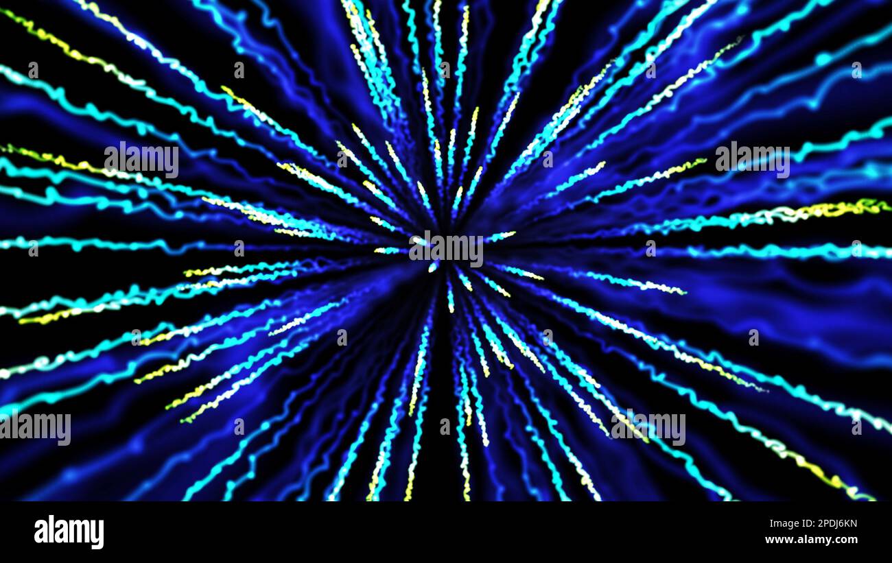 Energy strand from center in blue background. 2D layout illustration ...