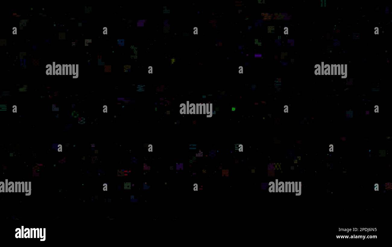 Glitch color with digital damage overlay. 2D layout illustration Stock ...