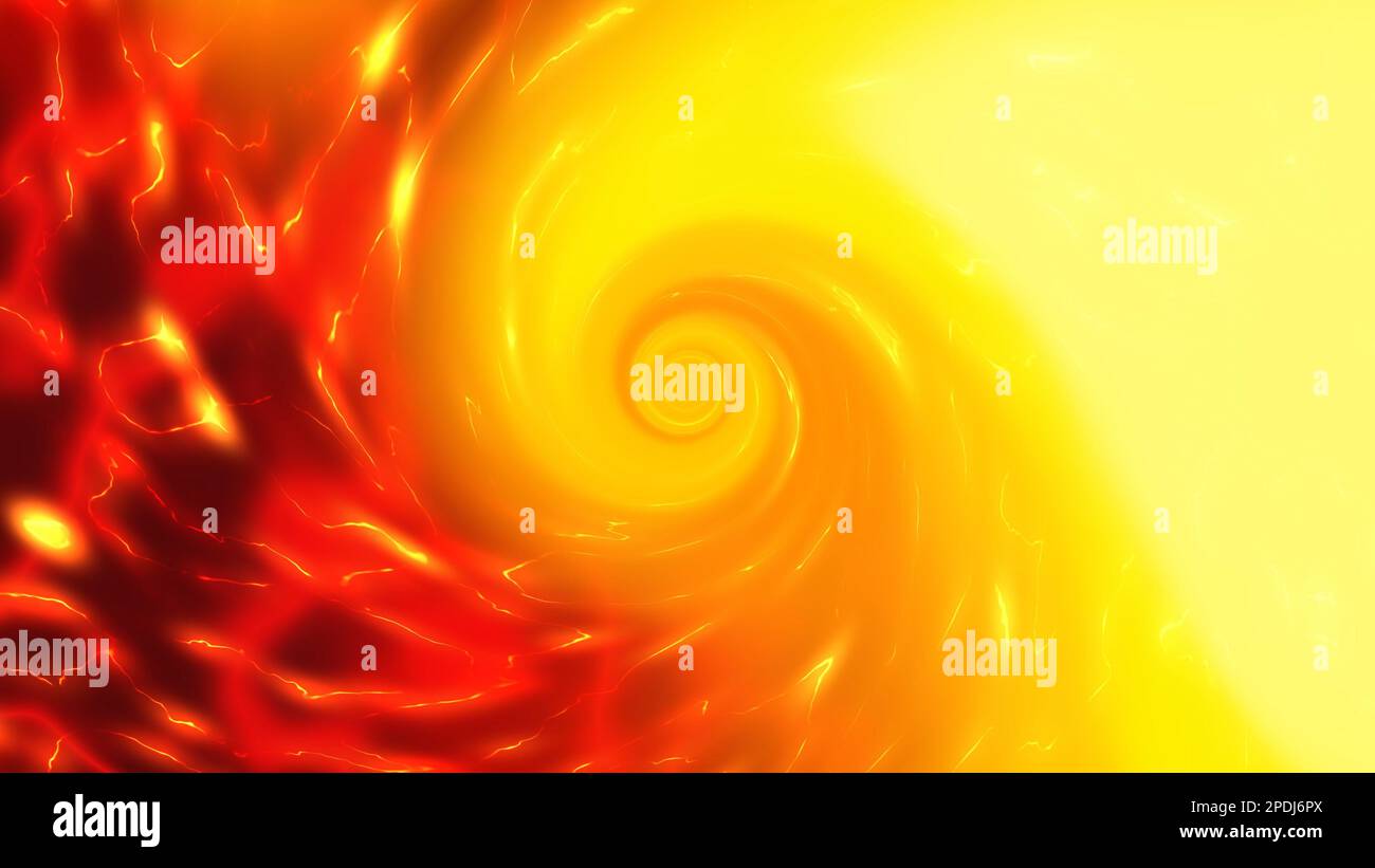 Yellow and red spin in center with electric background. 2D layout ...