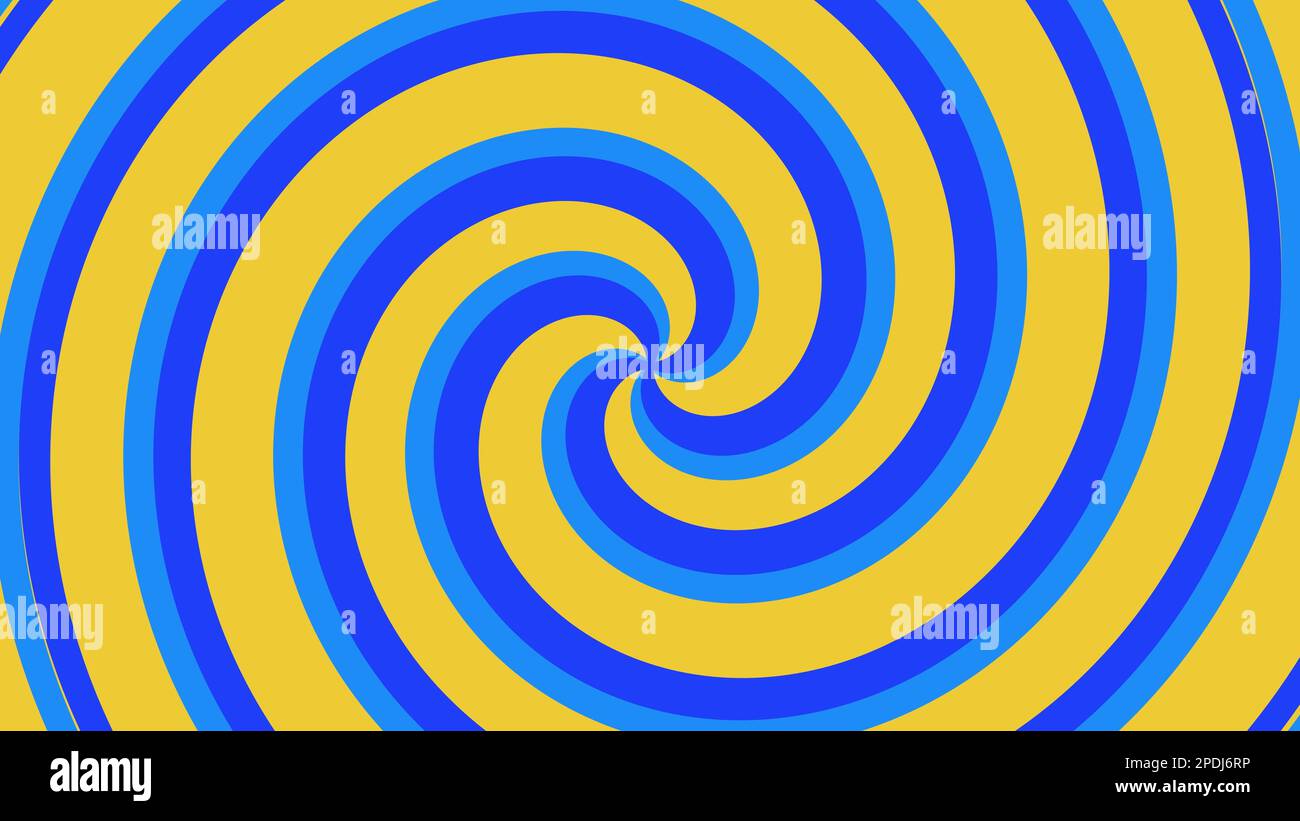 Blue and yellow spiral spin pattern. 2D layout illustration Stock Photo ...