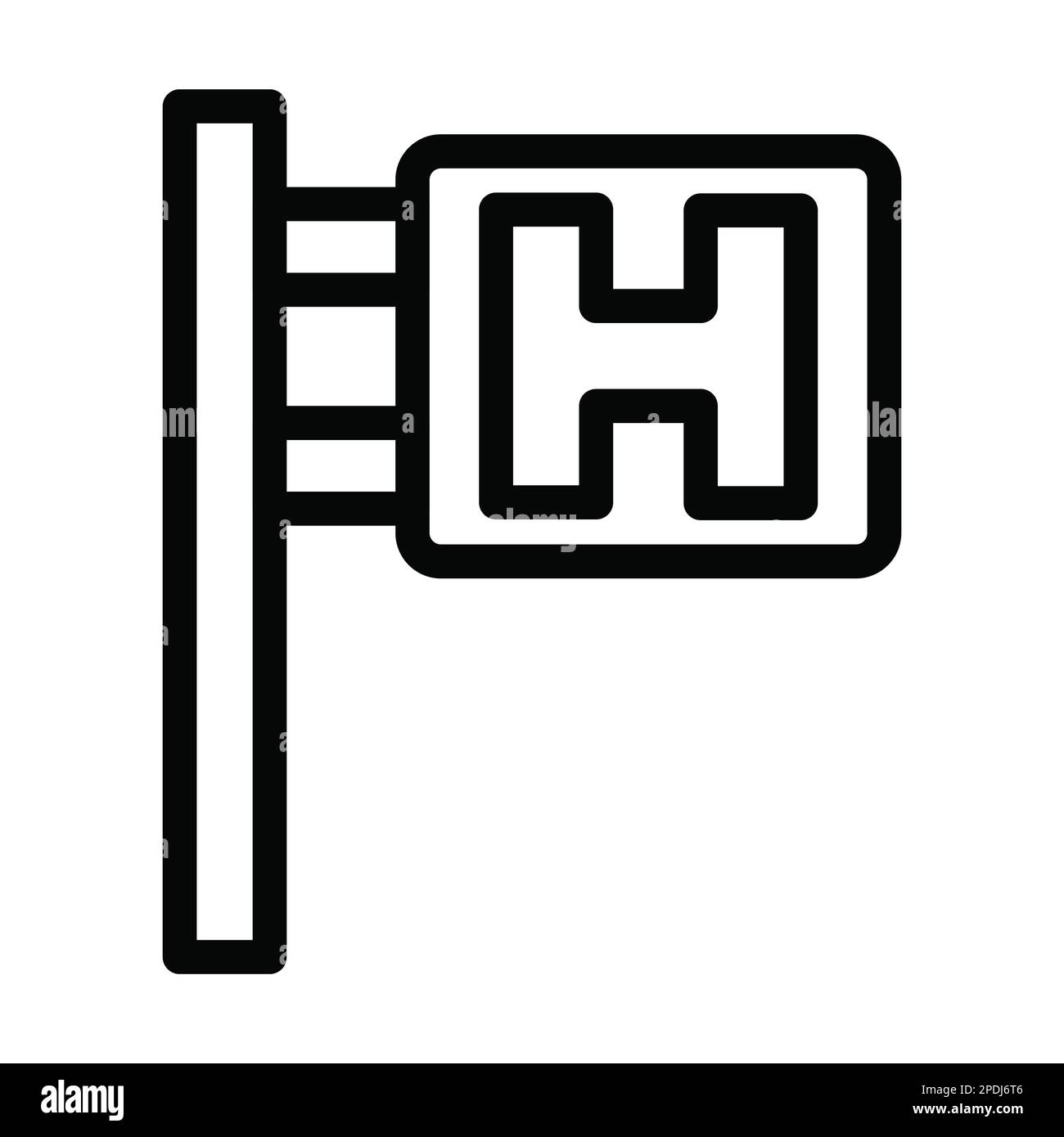 Hospital Sign Vector Thick Line Icon For Personal And Commercial Use ...