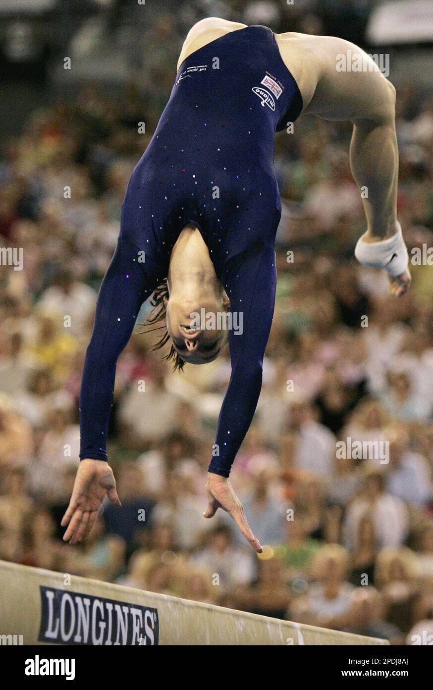 Elizabeth Tweddle of Great Britain in action on the Beam during the ...