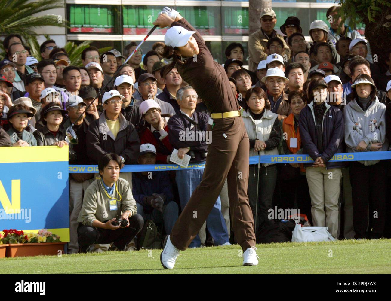 Michelle Wie of the United States tees off on the first hole during the ...