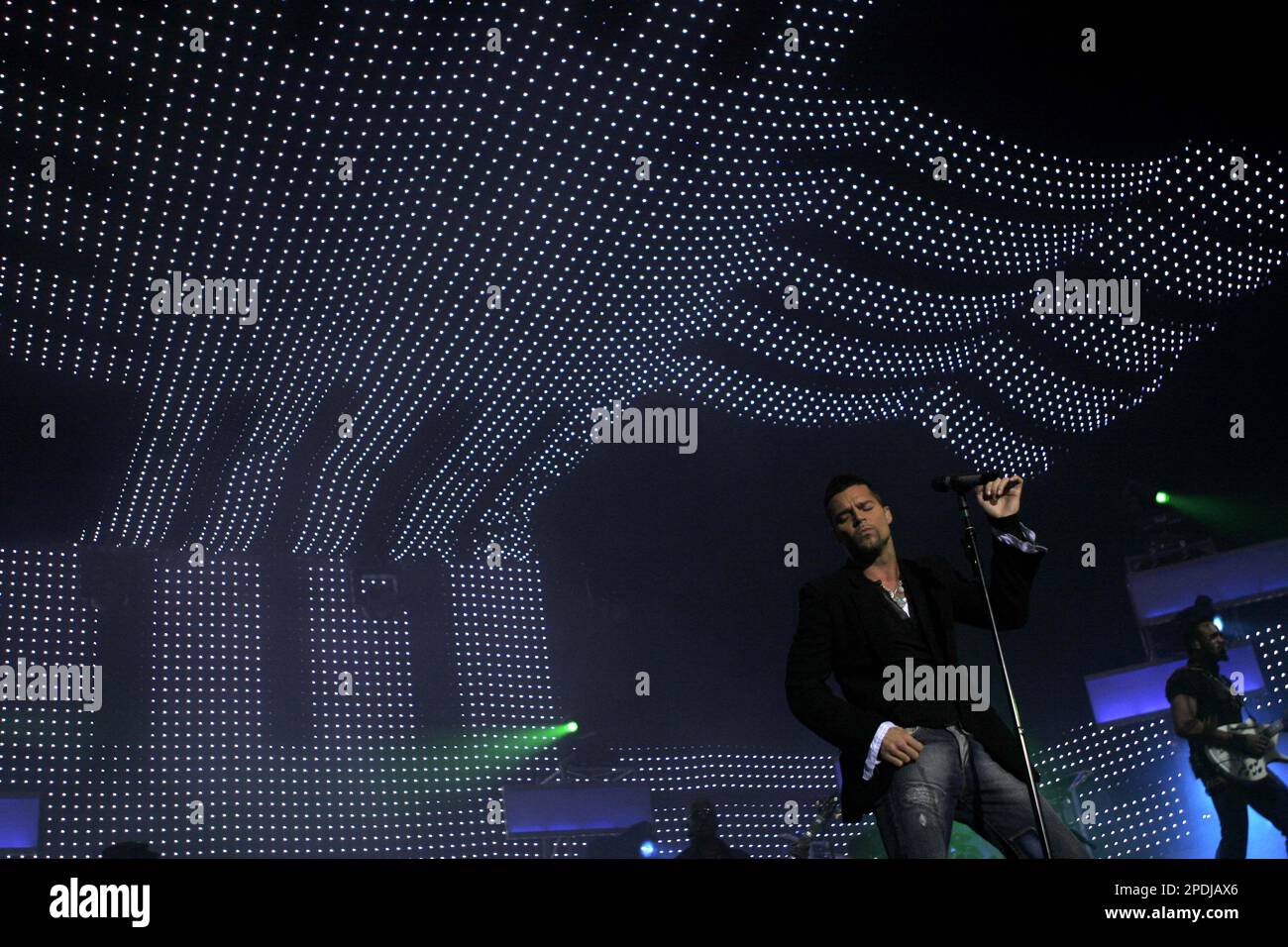 Pop singer Ricky Martin performs during a concert at Atlapa Convention ...