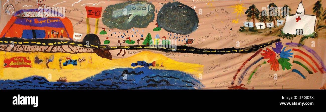 This mural depicting the journey from New Orleans' Superdome to Lufkin ...