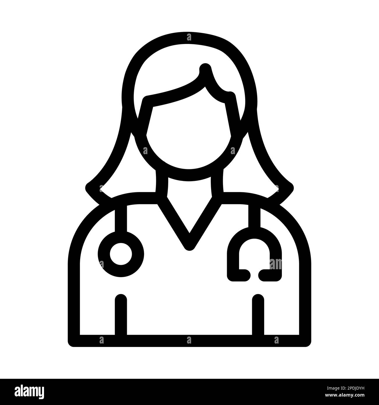 Female Doctor Vector Thick Line Icon For Personal And Commercial Use ...