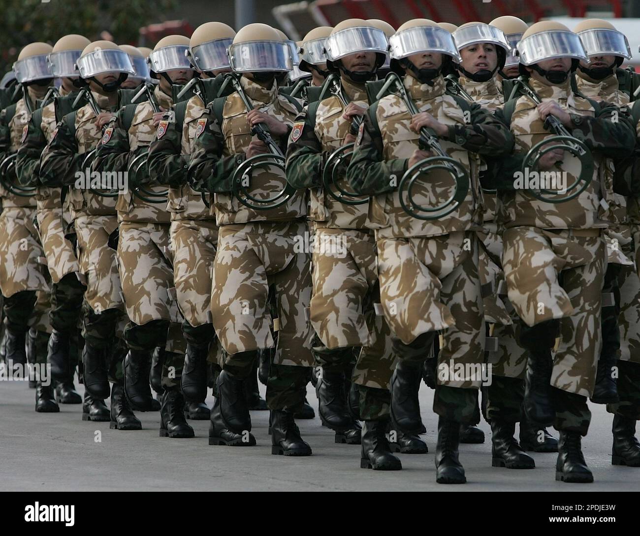 Lebanese soldiers from the explosives unit march during a military ...