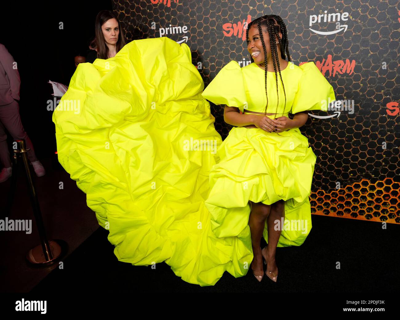 Dominique Fishback, a cast member in "Swarm," arrives at the premiere ...