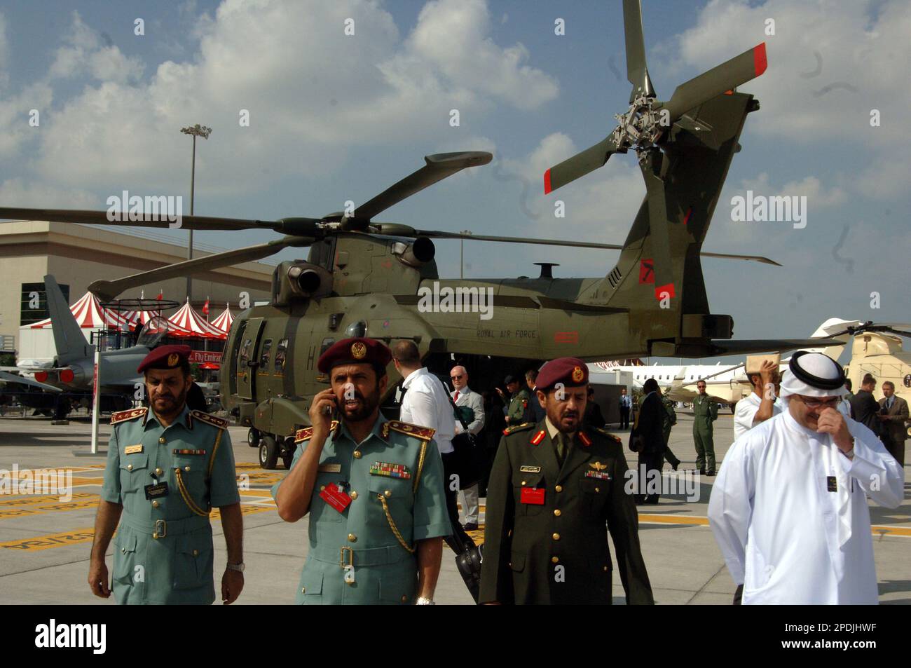 Visitors at the Dubai Air Show 2005, which opened in Dubai, United Arab ...