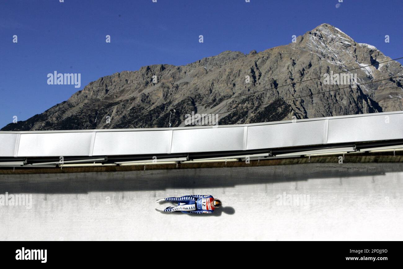 David Mair of Italy competes in a World Cup Men's Luge event at the ...