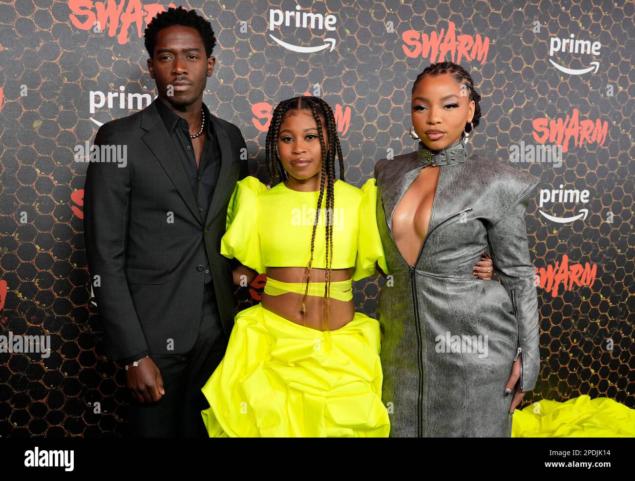 From left, Damson Idris, Dominique Fishback and Chloe Bailey, cast ...