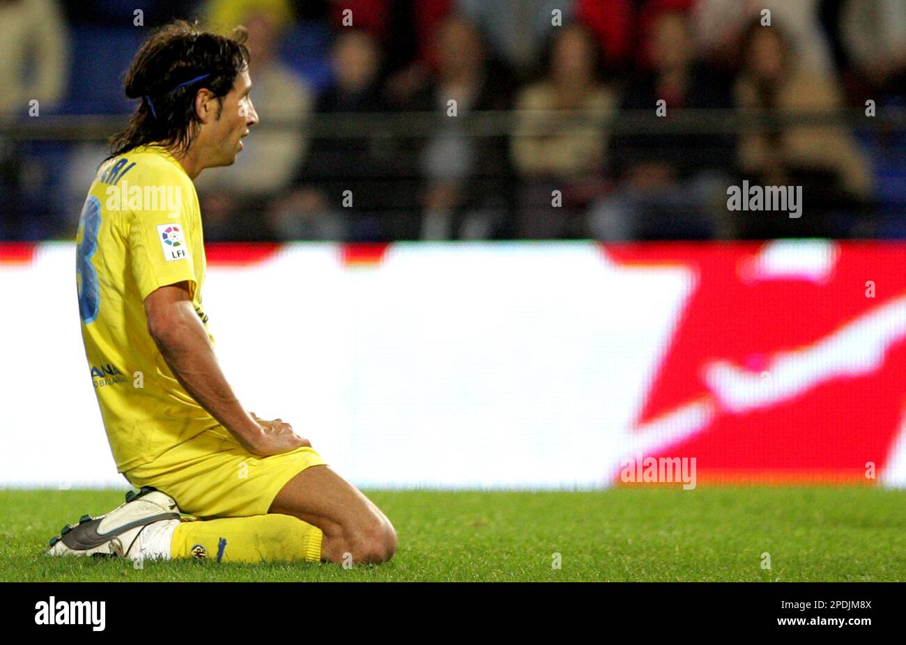 Villarreal's Jose Mari sits on the pitch during the Spanish league ...