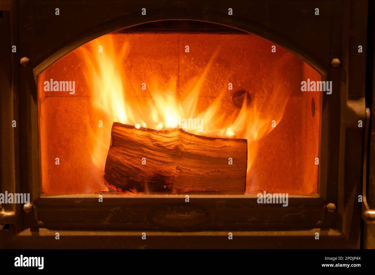 A wonderful log fire in a wood burning stove. A wonderful, warming wood ...