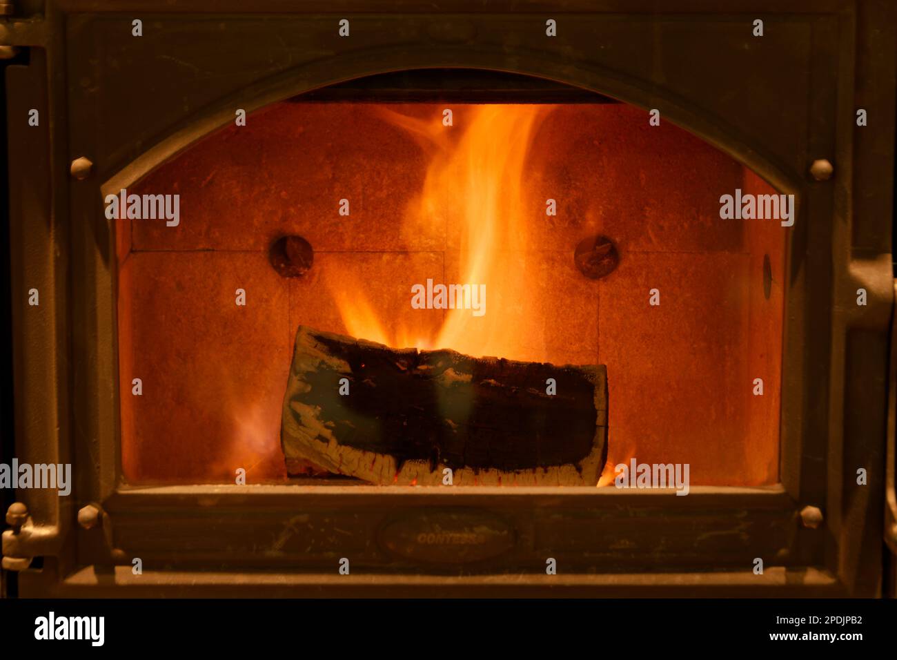 A wonderful log fire in a wood burning stove. A wonderful, warming wood ...